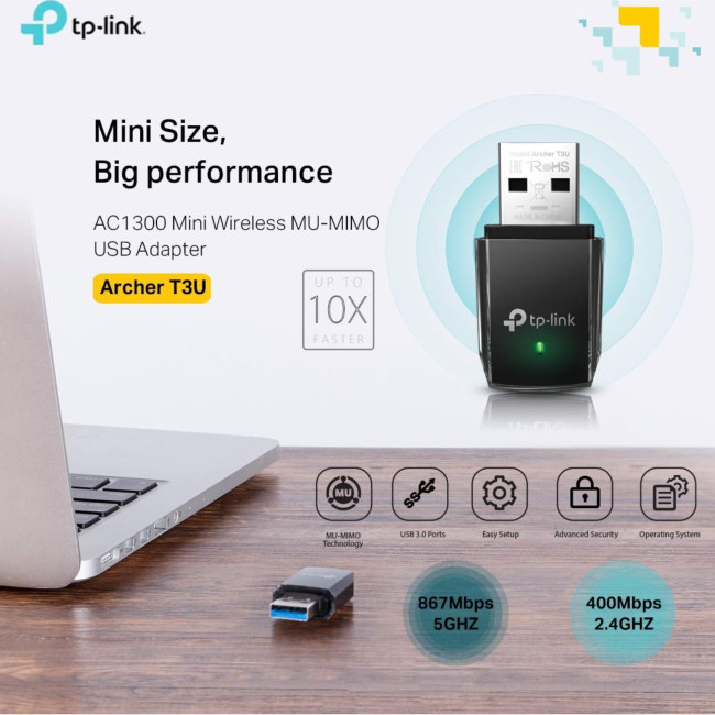 TP-LINK Archer T3U USB Adapter with AC1300 Support
