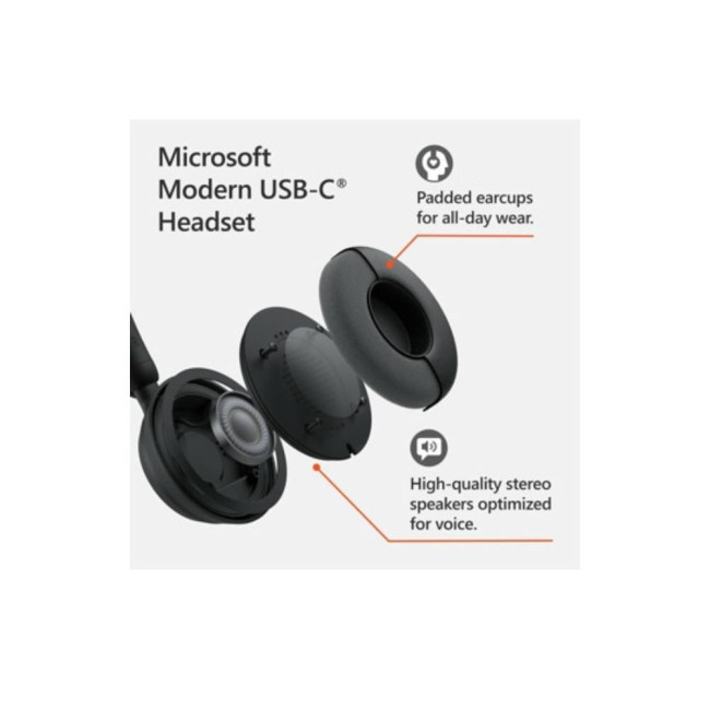 Microsoft Modern USB-C Wired Headset - Black - I6N-00001