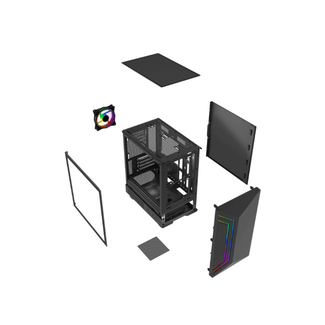 Vida Apollo M Micro-ATX Tempered Glass Case - Black